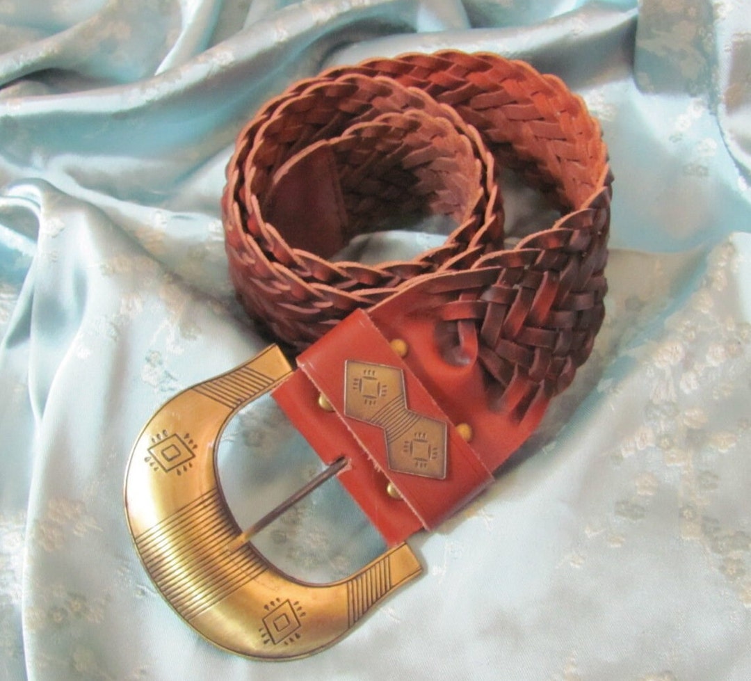 Cabi // Braided Brown Wide Leather Buckle Belt // Ladies One Size Fits ...