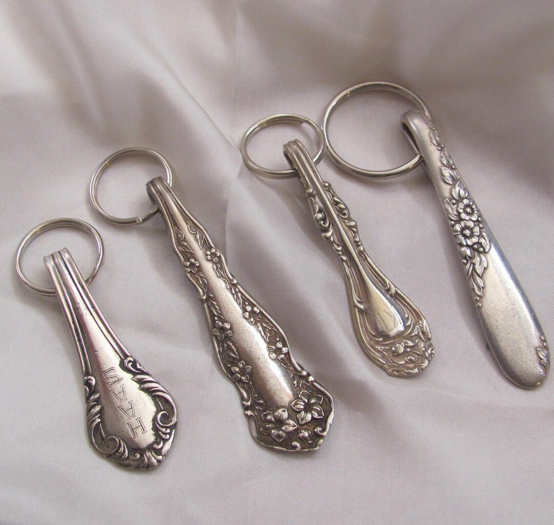 Key Fob Antique Ornate Silver Plate Silverware Key Chain Choose Your ...