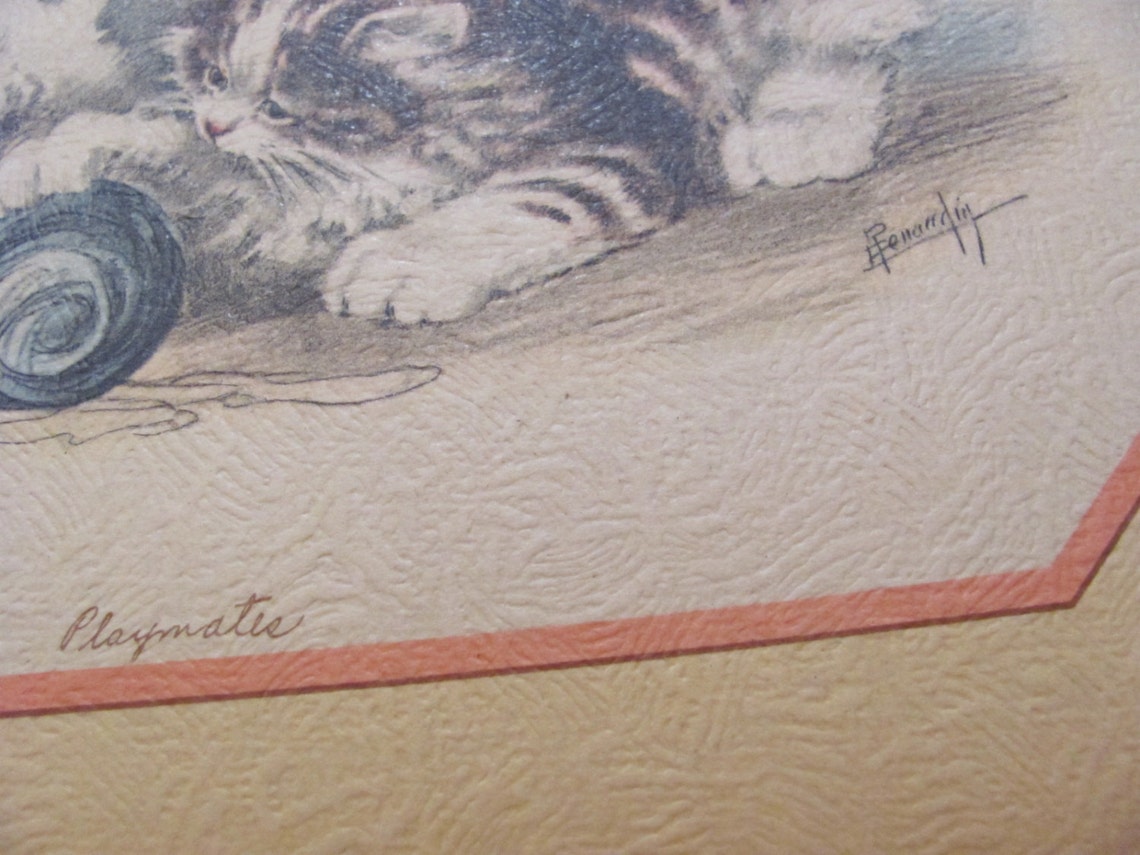 Cute Vintage Dog and Cat Print Playmates 9 X - Etsy