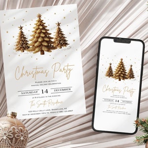 Editable Christmas Party Invitation Template | Festive Digital Holiday ...