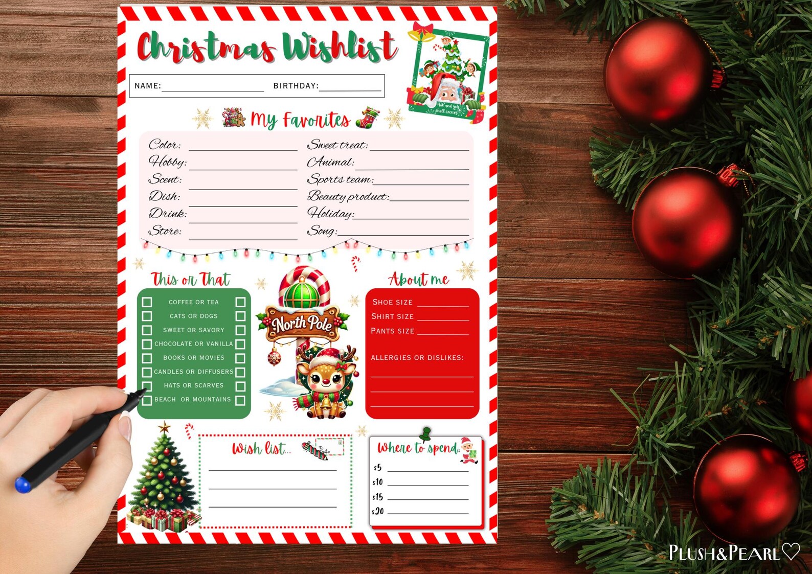Perfect Christmas Wish List | Secret Santa Questionnaire | Printable ...