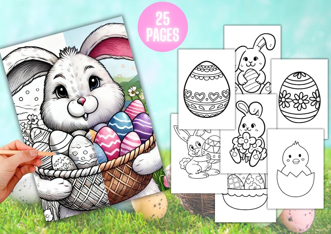 25 Easter Coloring Pages | Bold & Easy | Adults and Kids | Stress ...
