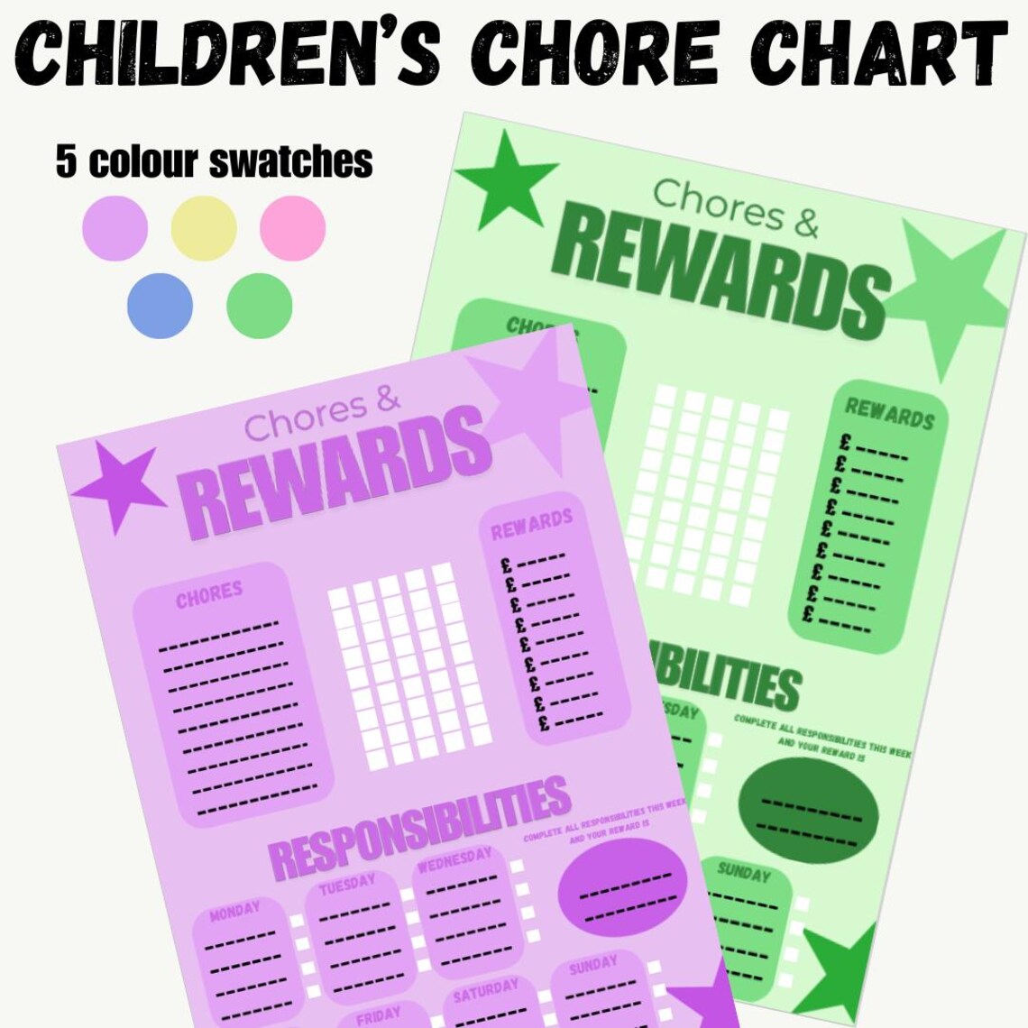 Printable Responsibility Reward Chore Chart for Kids | Kids Daily and ...