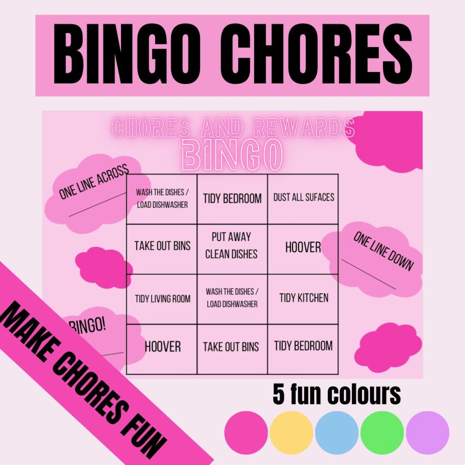BINGO CHORES for Kids | Fun Chore List | Fun Chores for Kids ...