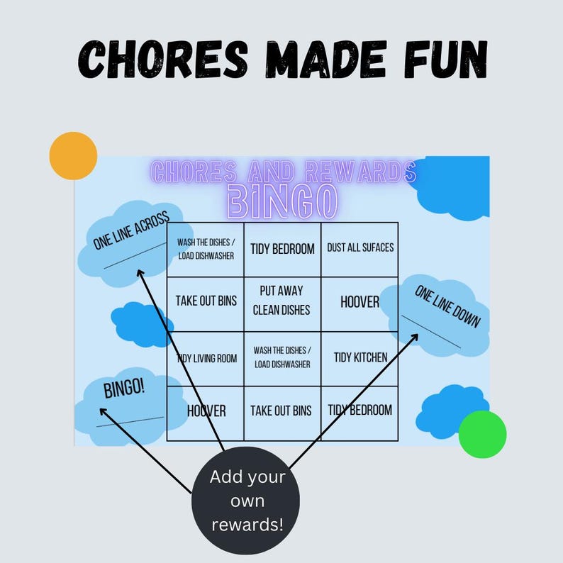 BINGO CHORES for Kids | Fun Chore List | Fun Chores for Kids ...