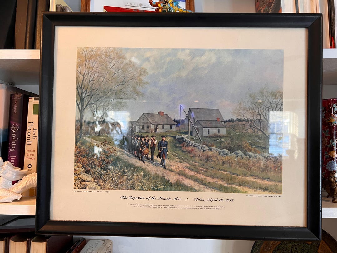 Framed Minute Men Tribute – Acton Memorial Library Print, A.F. Davis ...