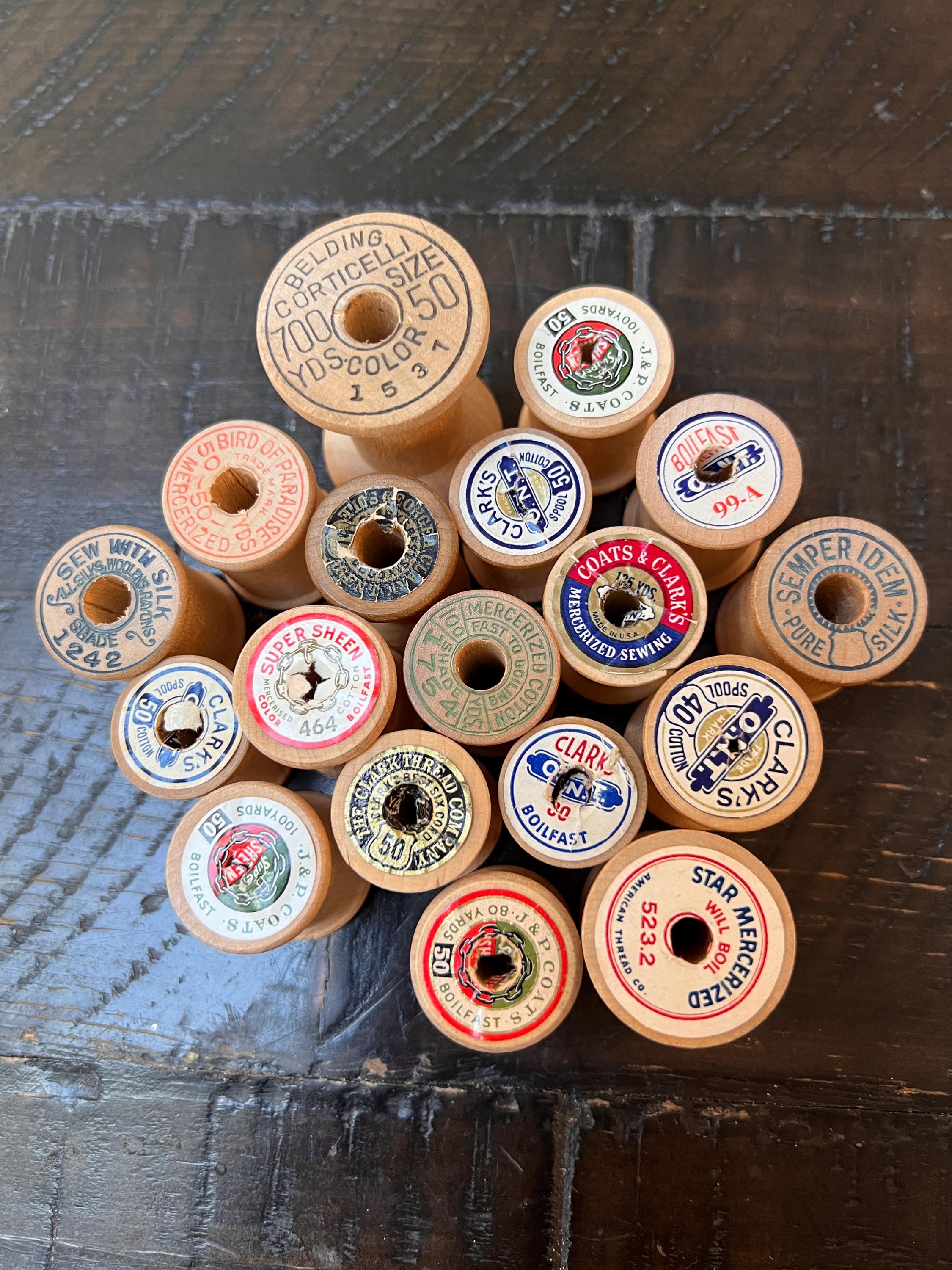 Bundle of 18 Vintage Wooden Thread Spools – Mixed Brands & Sizes ...