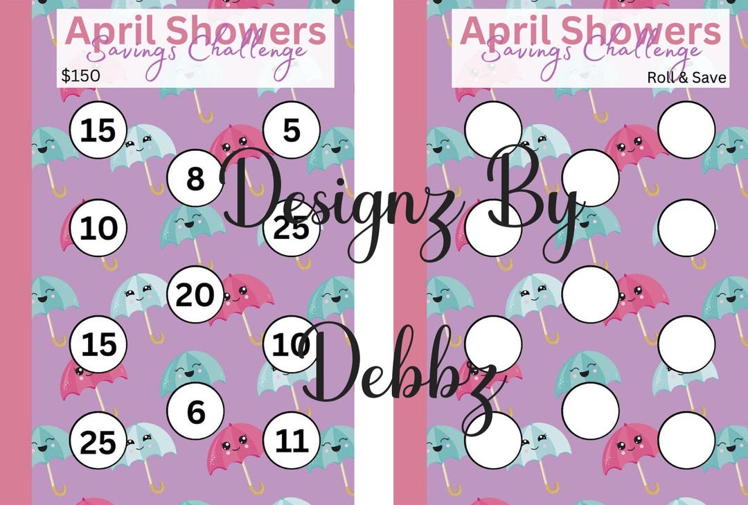 A5 Size April Showers Savings Challenge 150, Digital Download, A5 - Etsy