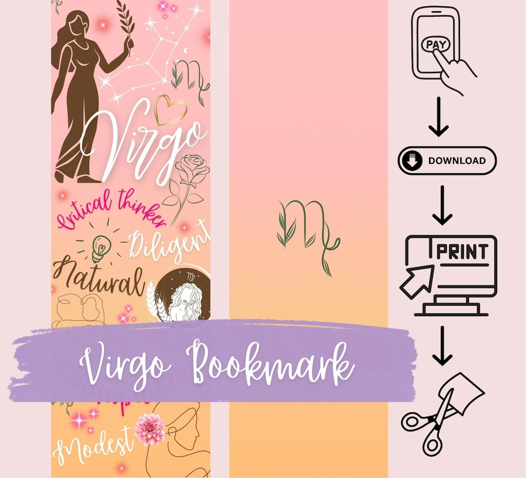 Zodiac Bookmark PNG JPG – Zodiac Sign Merch, Astrology Gifts, Booklover ...
