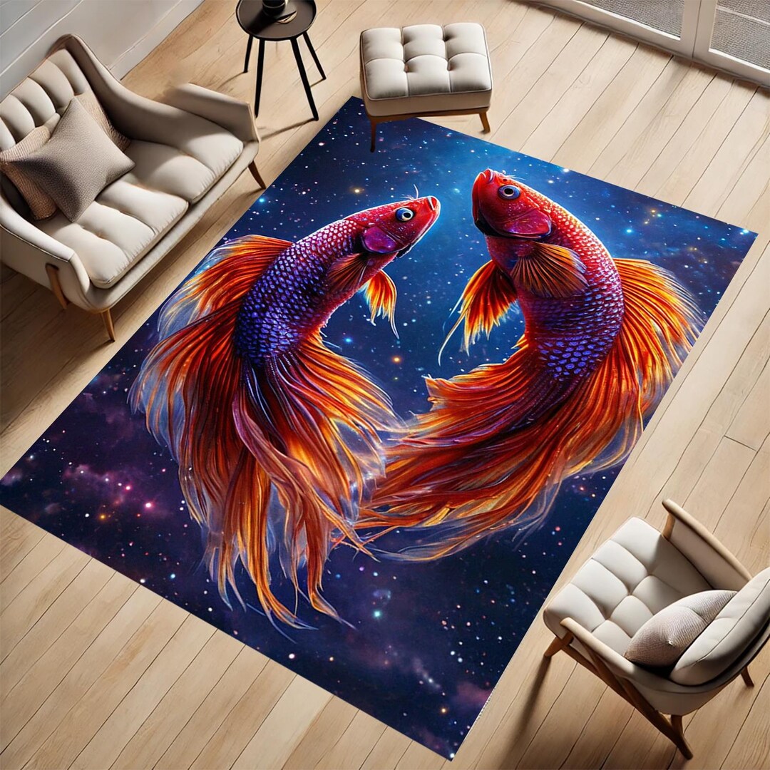 Koi Fish Rug: Japanese Ocean Motif, Non-slip Accent Rug - Etsy Australia