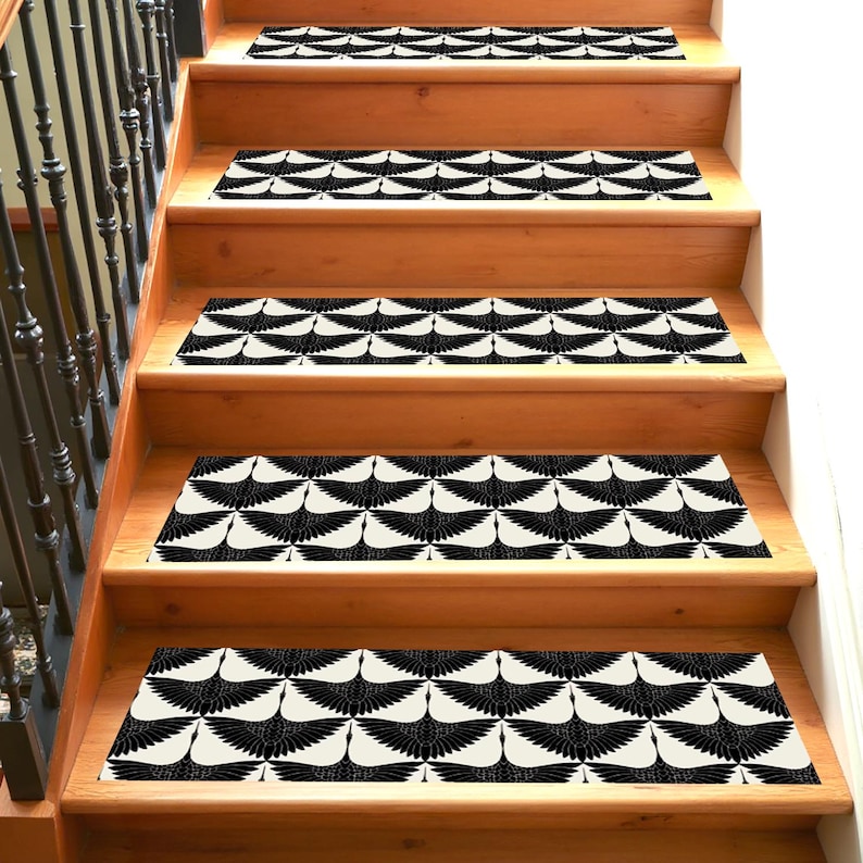 Flying Bird Stair Treads: Black & White Non-slip Stair Rugs - Etsy