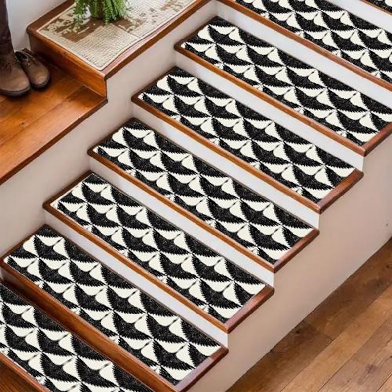 Flying Bird Stair Treads: Black & White Non-slip Stair Rugs - Etsy