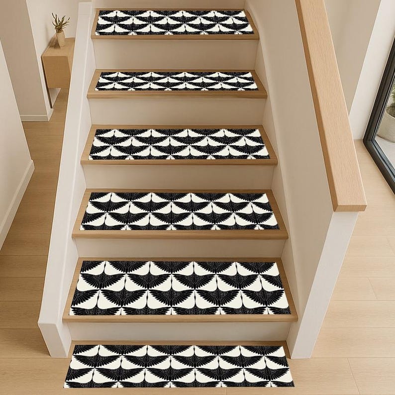 Flying Bird Stair Treads: Black & White Non-slip Stair Rugs - Etsy