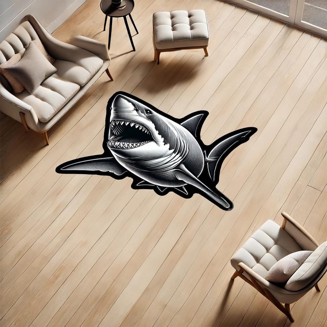 Shaped Rug, Shark, Shark Patterned, Animal Rug, Cool Rug, Non-slip Rug ...