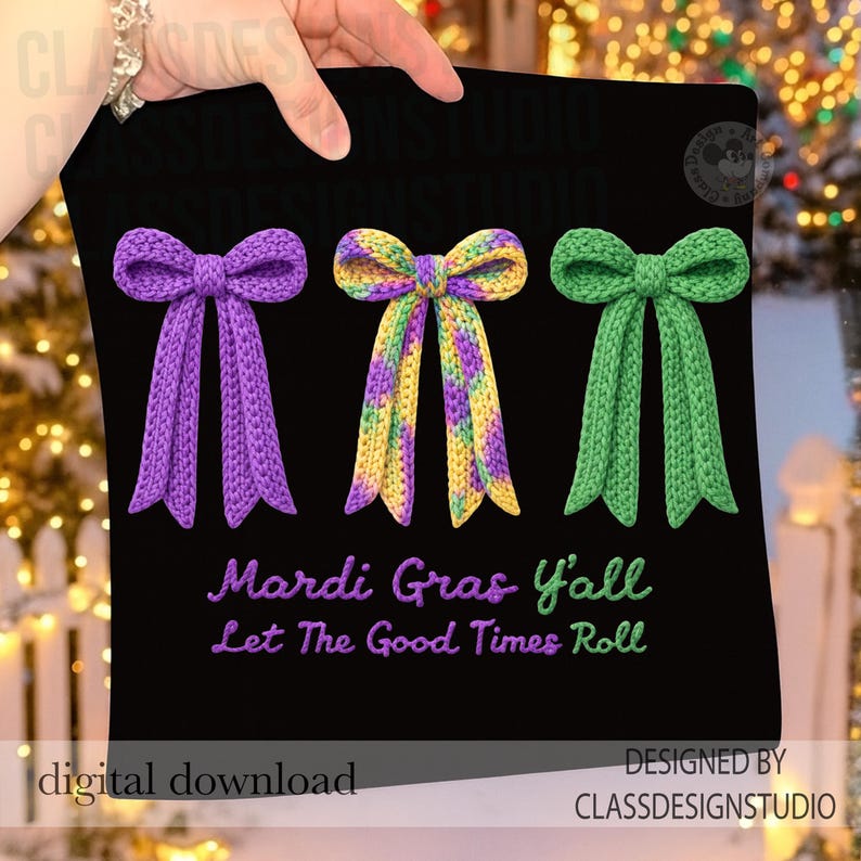 Faux Yarn Mardi Gras Png, Latch Hook Crochet Mardi Gras Png, Preppy ...