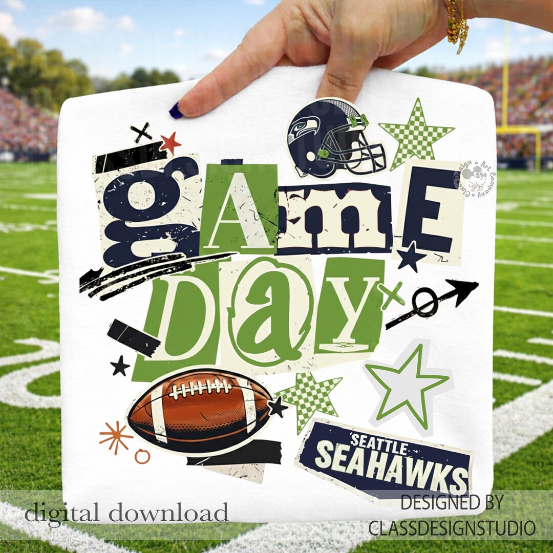 Seattle Football Sublimation PNG, Preppy Glitter Sports Shirt Png, Game ...