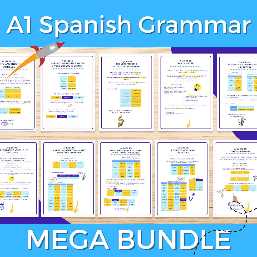 A1 Spanish Grammar Mega Bundle | Complete Guide to Spanish Grammar ...