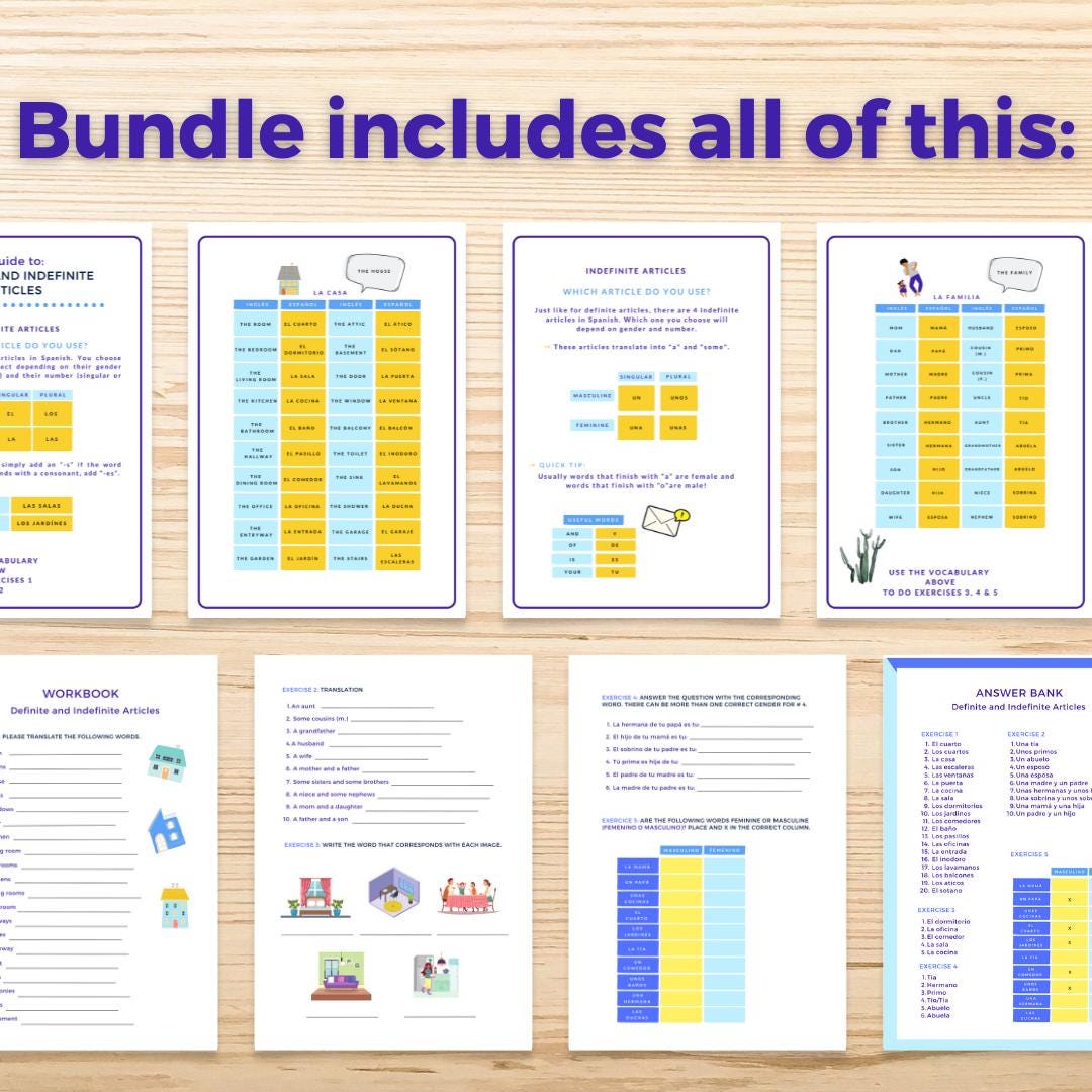 Definite and Indefinite Articles in Spanish | Grammar Practice ...