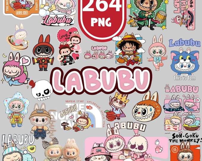 Paquete de 48 Labubu PNG, lindo paquete de Labubu PNG, Labubu PNG SVG ...