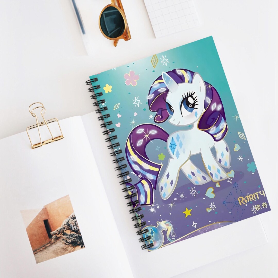 Rarity Spiral Notebook - Elegant Aesthetic Kawaii Journal - MLP Unicorn ...