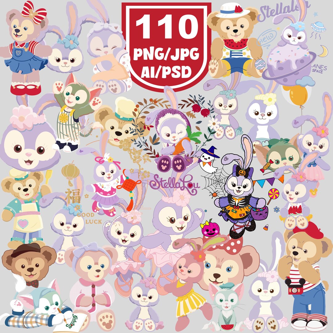 110 Duffy and Friends PNG AI Bundle, High Disney Shellie & Duffy Teddy ...