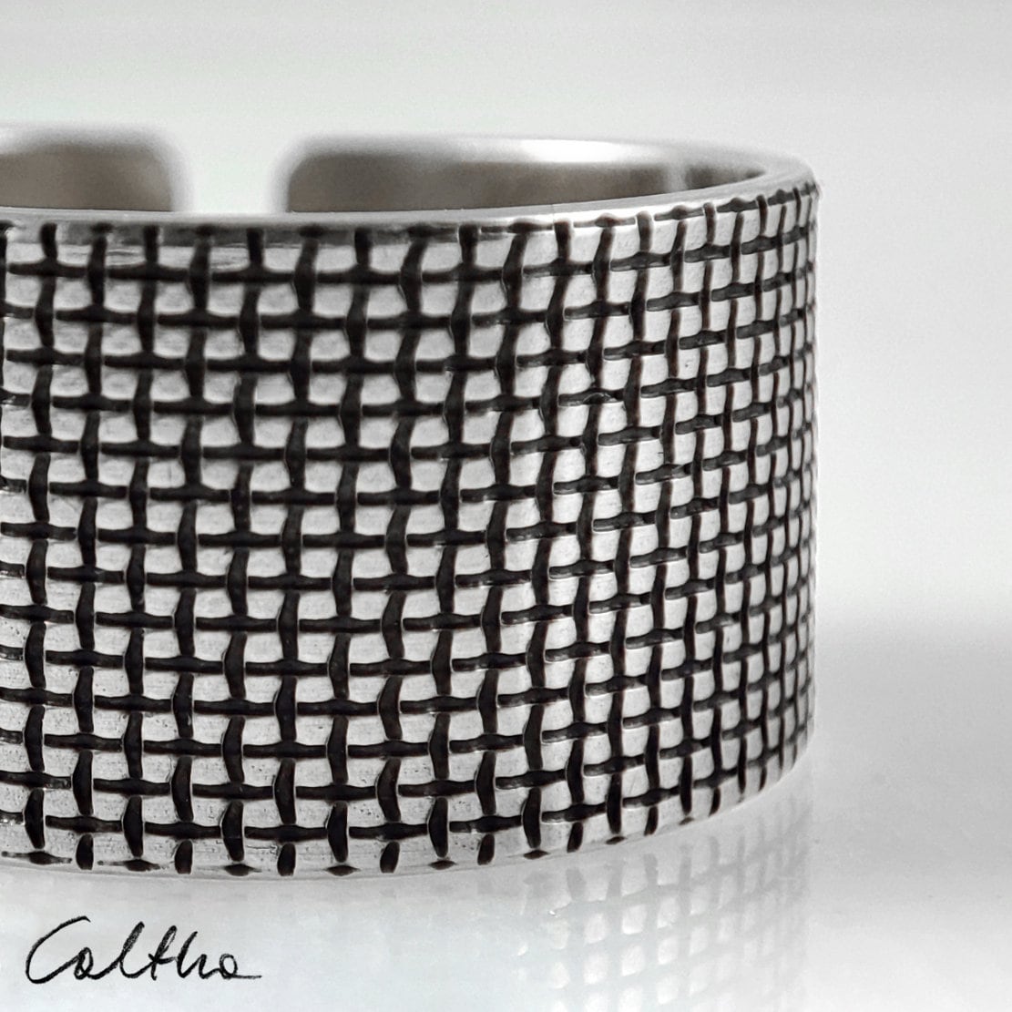 Canvas Simple Unisex Silver Ring, Adjustable Sterling Silver Ring for ...