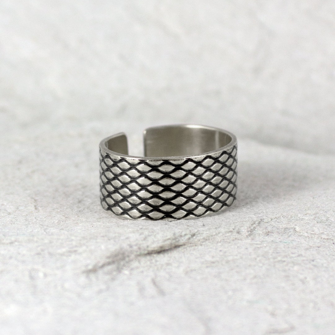 Fish Scale - Simple Unisex Silver Ring, Adjustable Sterling Silver Ring ...