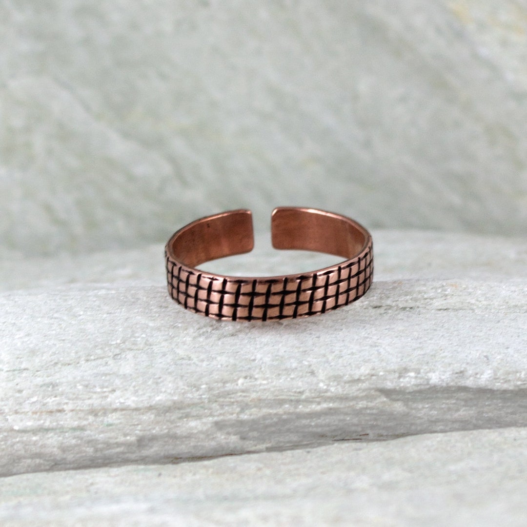 Grid - Unisex Copper Ring, Different Sizes, Adjustable Metal Ring for ...