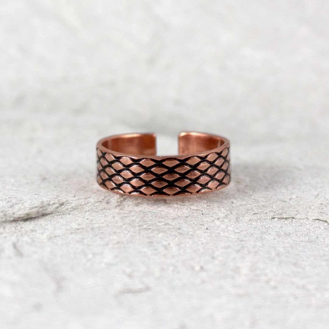 Scale - Unisex Kupfer Ring: Fischschuppe Verstellbares Band ...