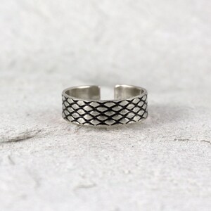 Fish Scale Simple Unisex Silver Ring, Adjustable Sterling Silver Ring ...