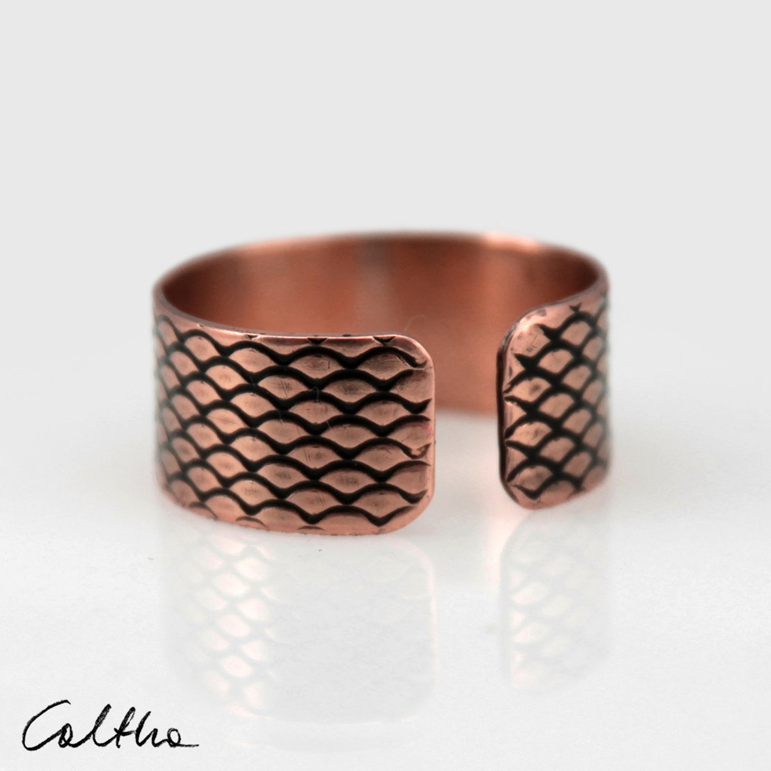 Fish Scale Unisex Copper Ring Adjustable Metal Ring for Man - Etsy