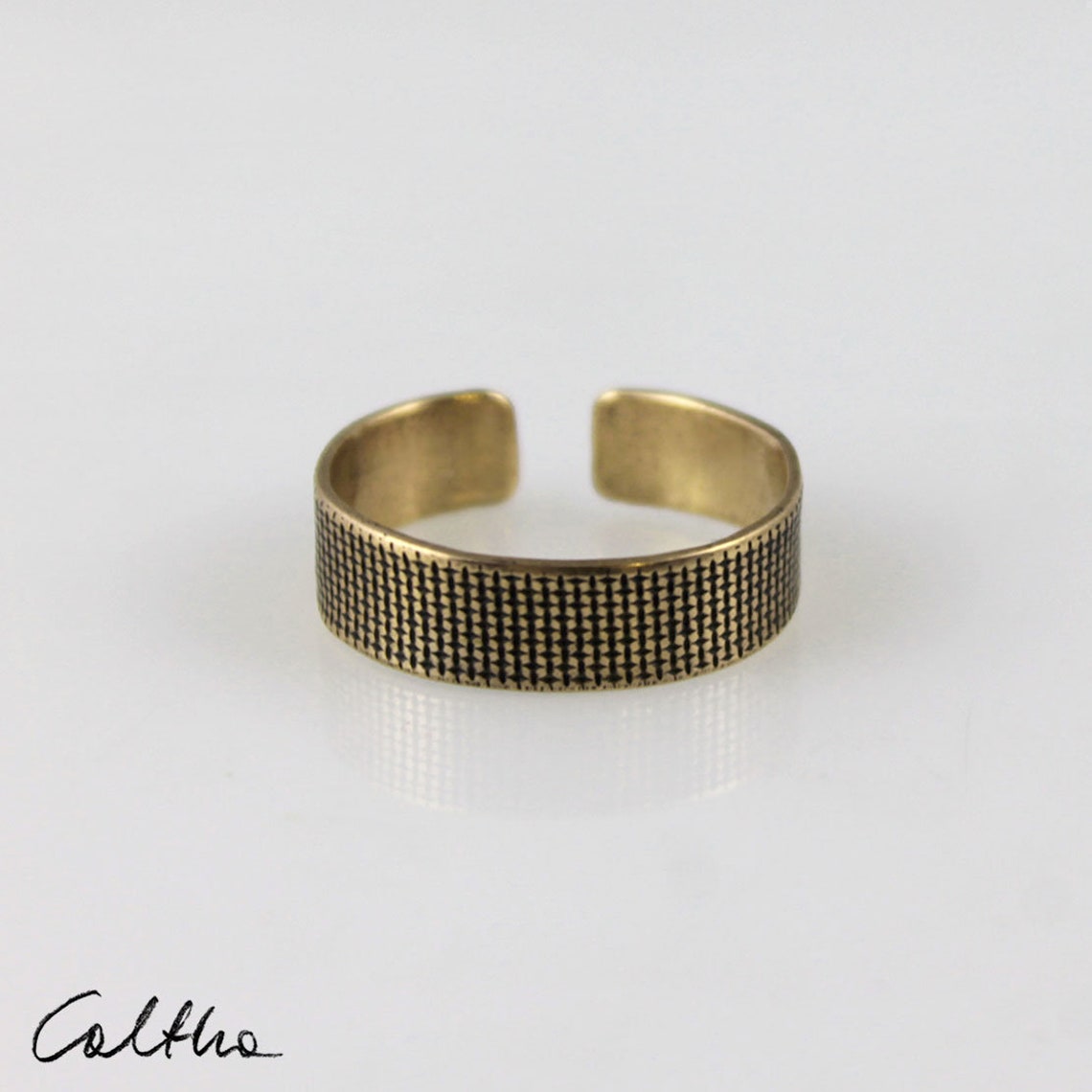 Canvas Unisex Brass Ring Adjustable Gold Colored Ring for - Etsy