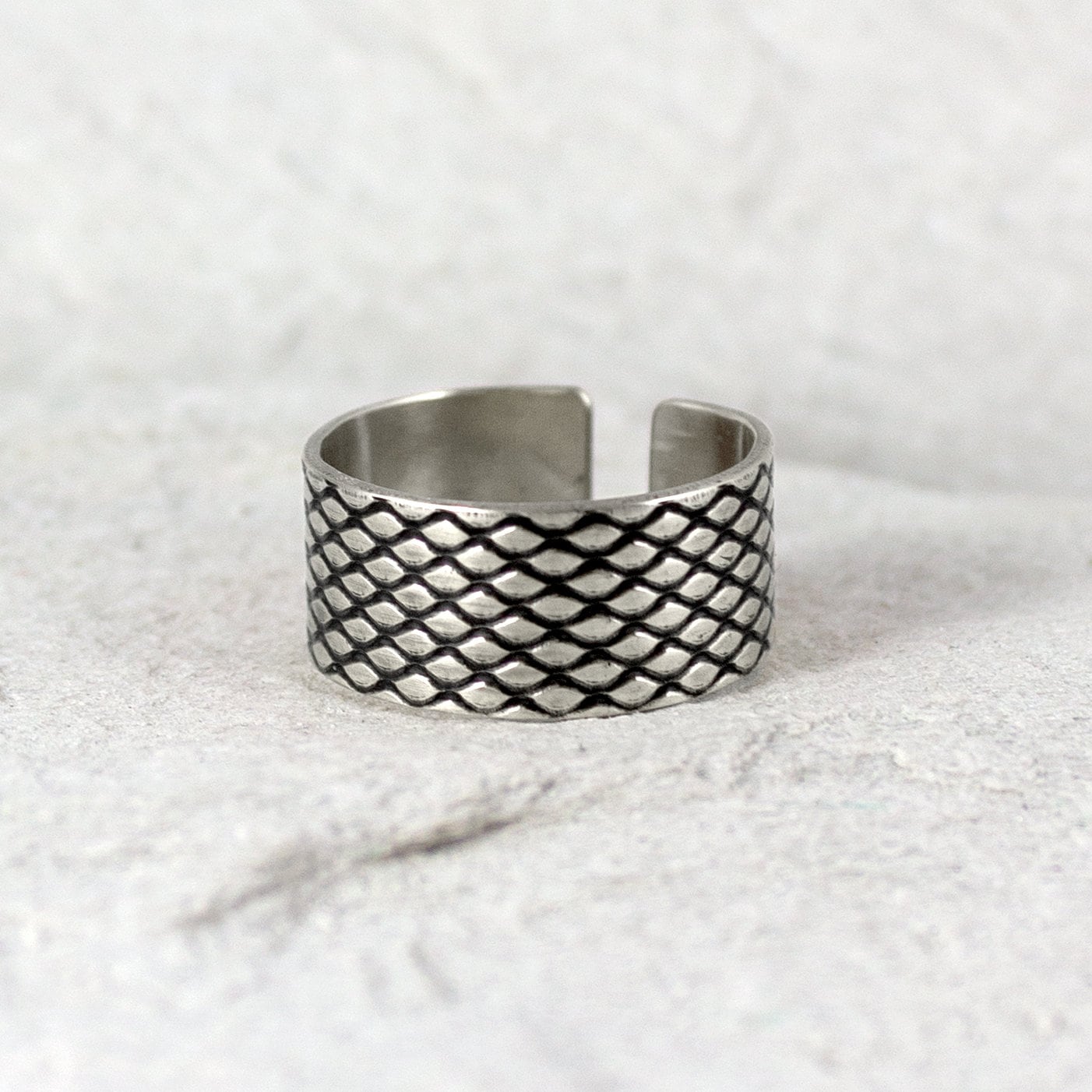 Fish Scale Simple Unisex Silver Ring Adjustable Sterling - Etsy