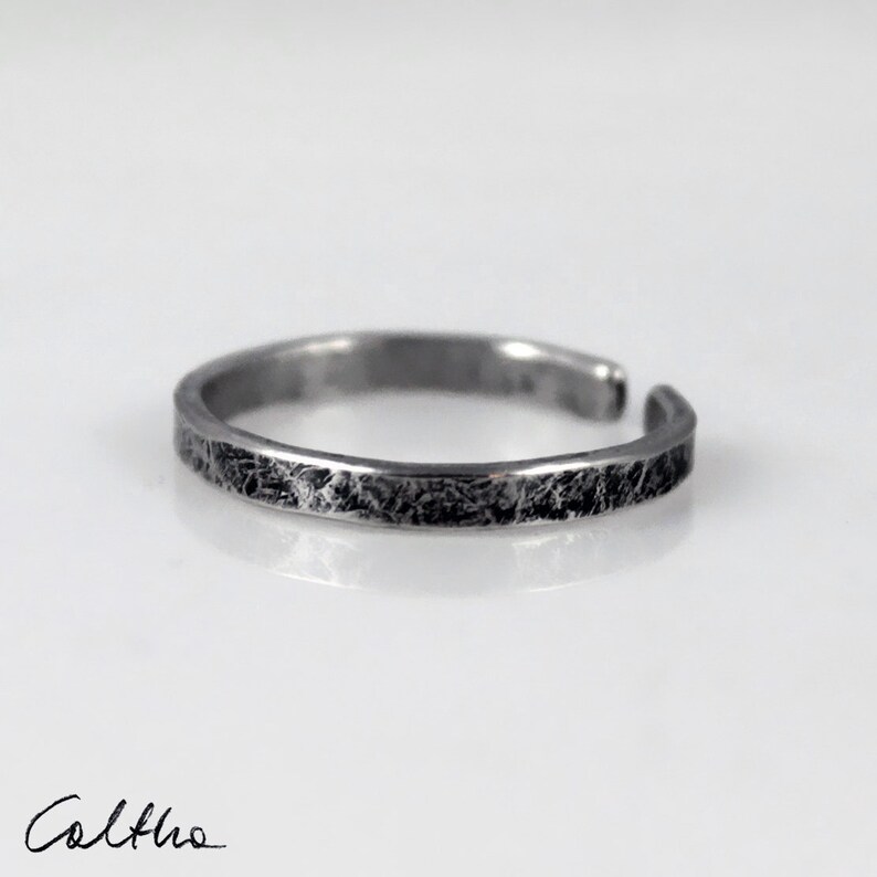 Irregular Simple Unisex Silver Ring Adjustable Sterling - Etsy