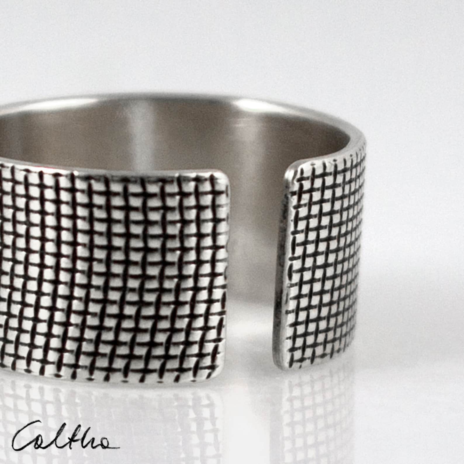 Canvas Simple Unisex Silver Ring, Adjustable Sterling Silver Ring for ...