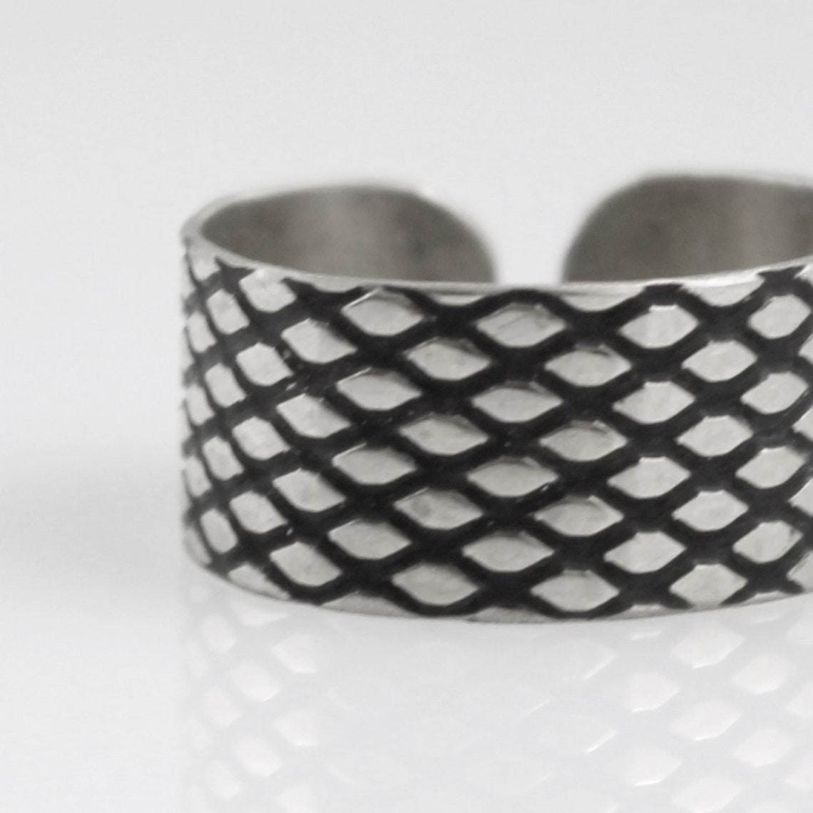 Fish Scale Simple Unisex Silver Ring Adjustable Sterling - Etsy