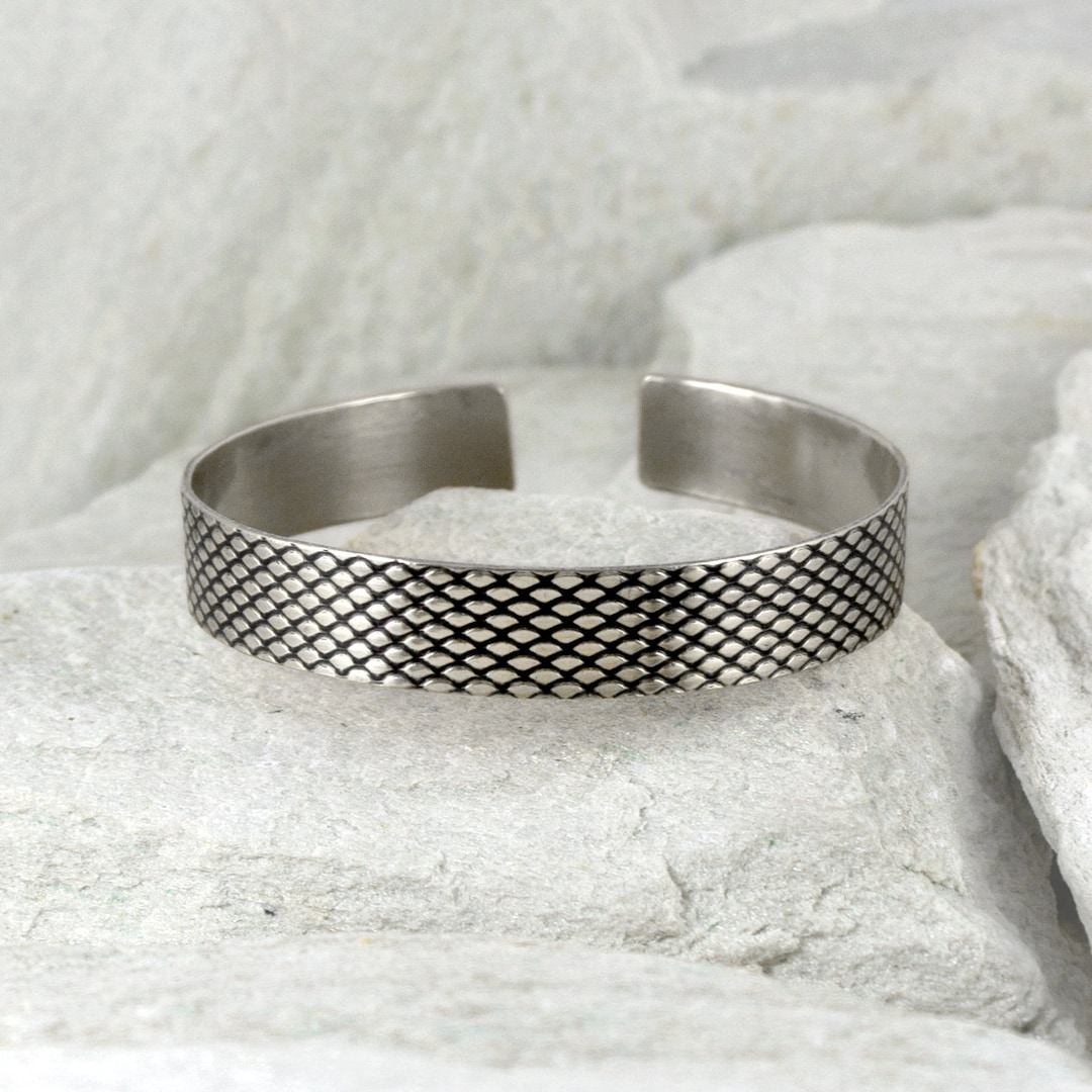 Fish Scale - Unisex Silver Bracelet, Adjustable Sterling Silver Bangle ...