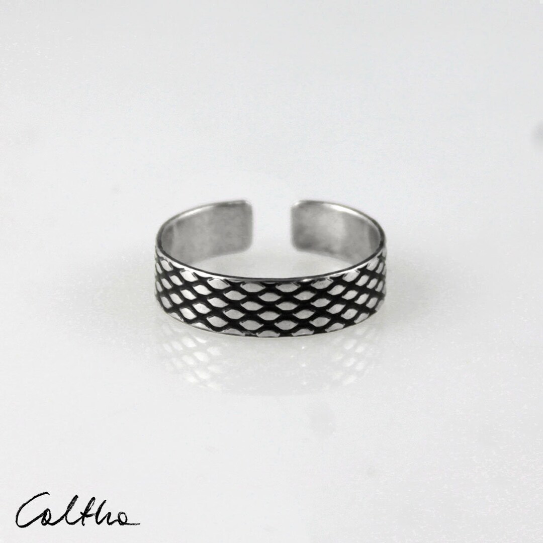 Fish Scale Simple Unisex Silver Ring Adjustable Sterling - Etsy