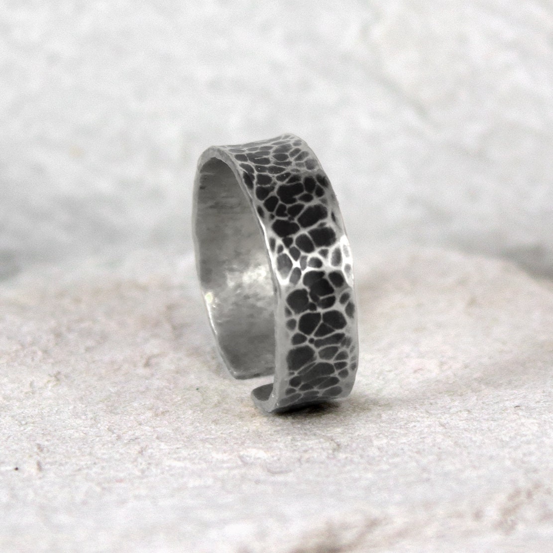 Lava Simple Unisex Silver Ring, Adjustable Sterling Silver Ring for Man ...