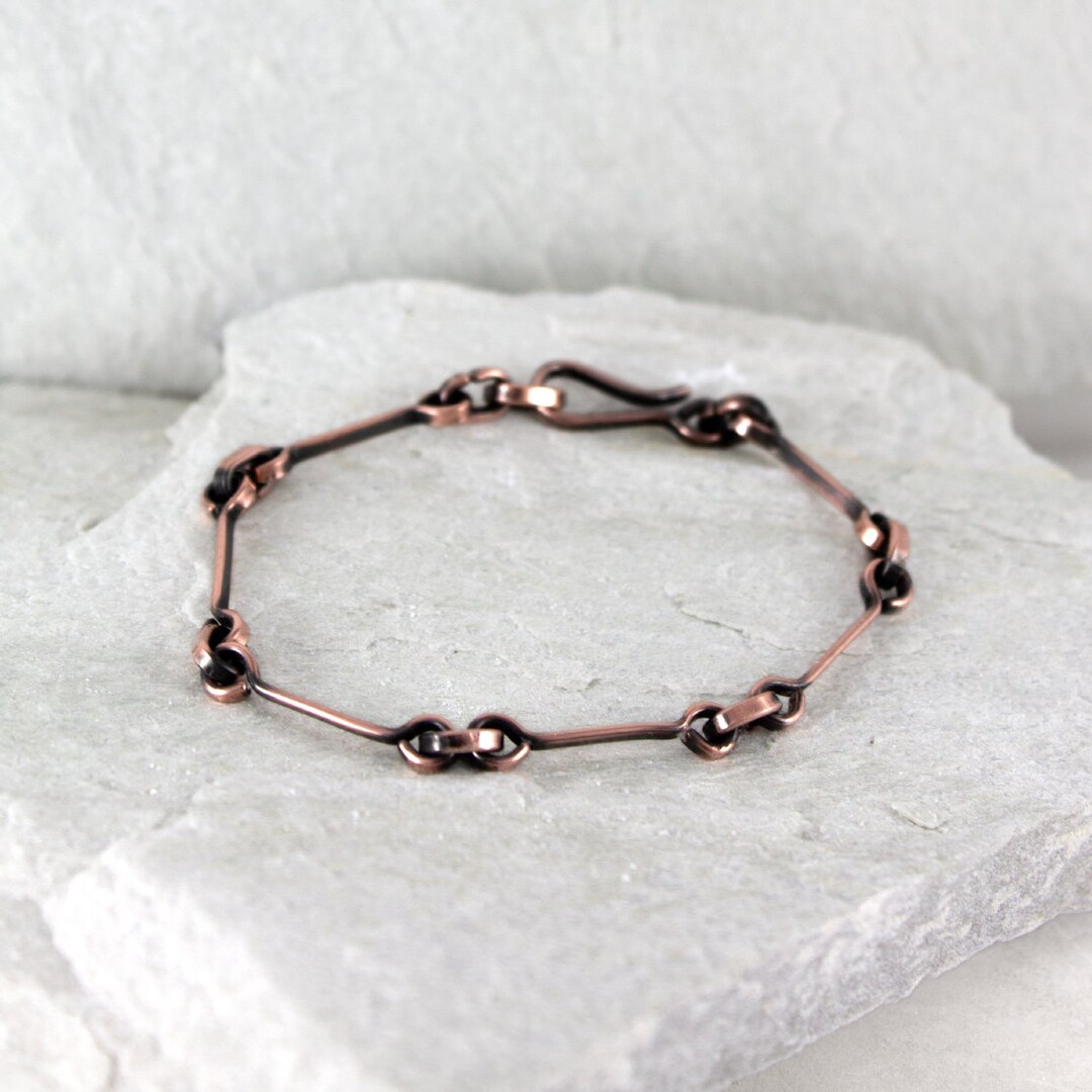 Chain - Minimalist Copper Bracelet, Solid Copper Chain Bracelet for Men ...