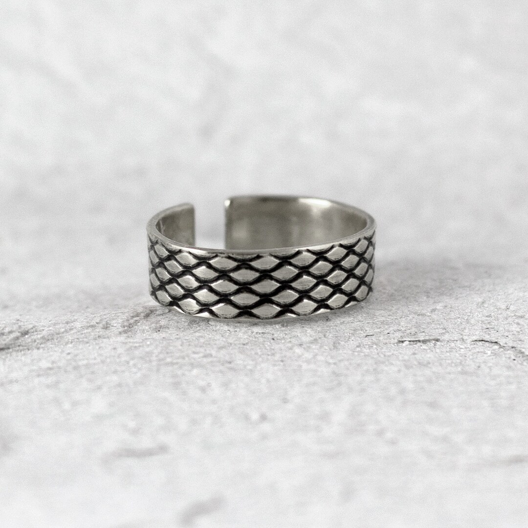 Fish Scale Simple Unisex Silver Ring, Adjustable Sterling Silver Ring ...