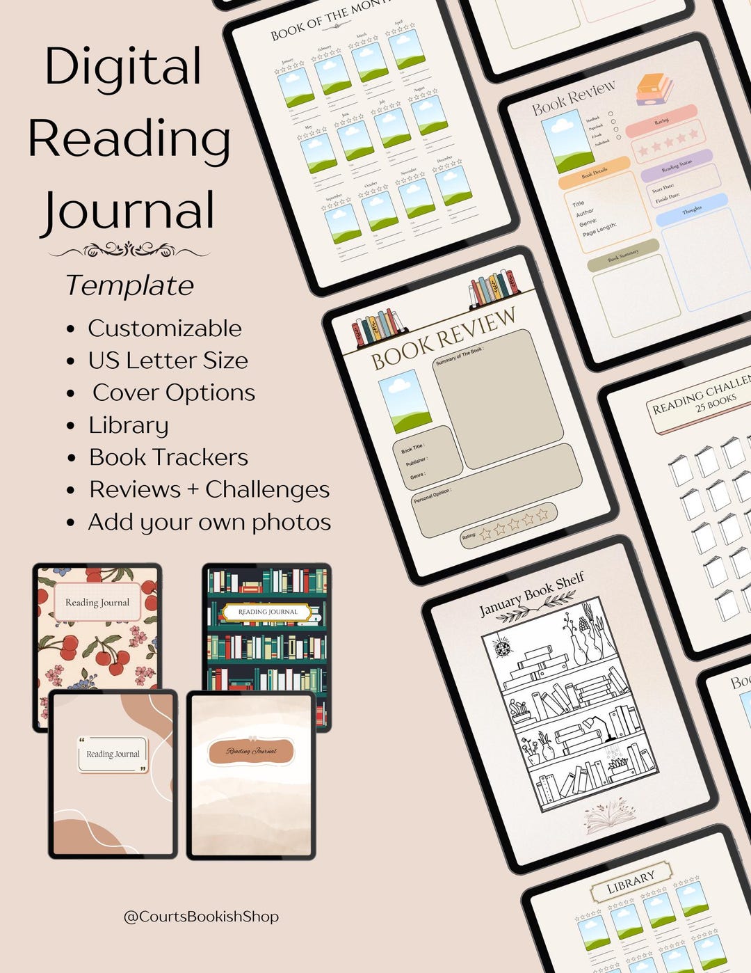 Digital Reading Journal - Etsy
