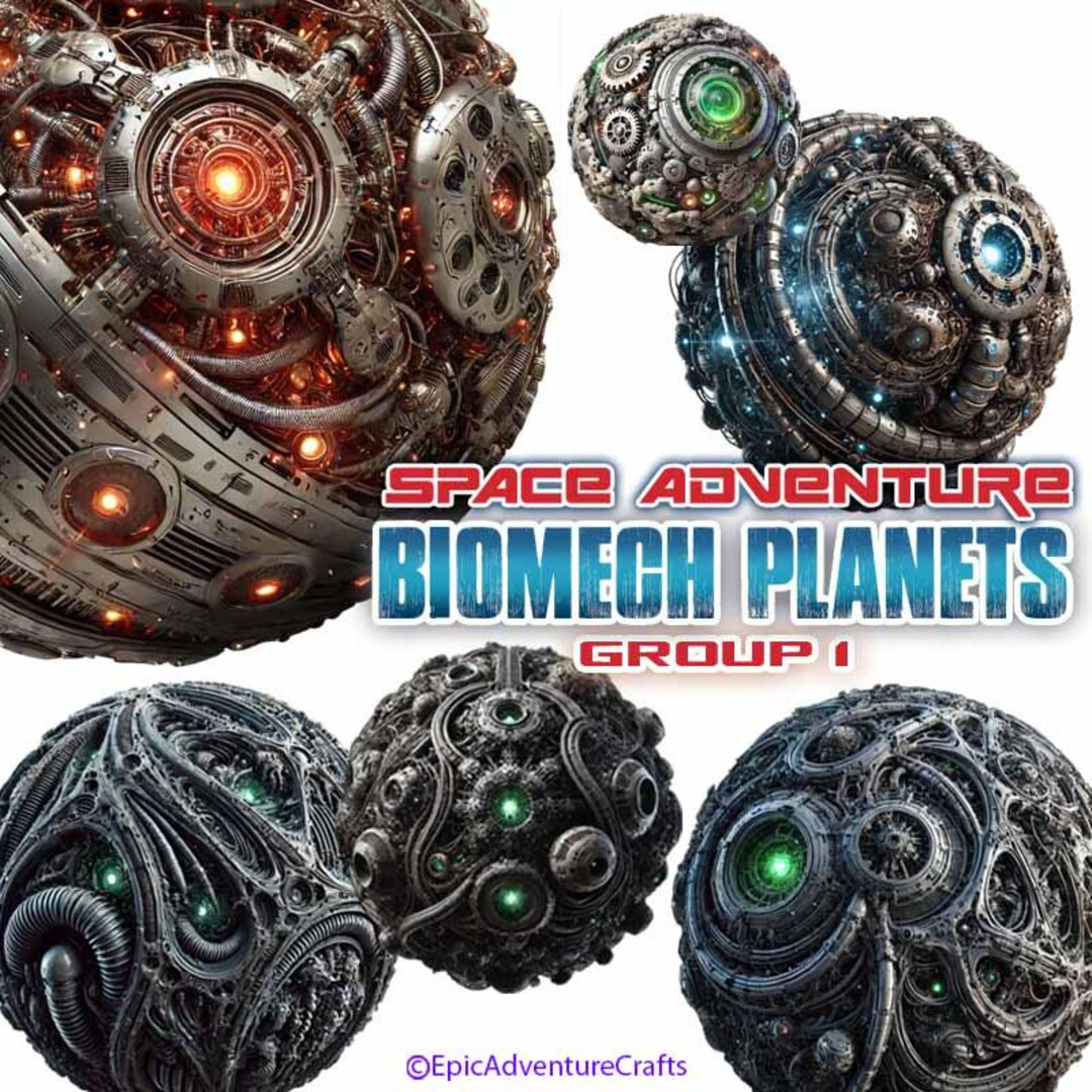 Space Adventure Biomech Planet PNG Set for Imaginative Play | Perfect ...