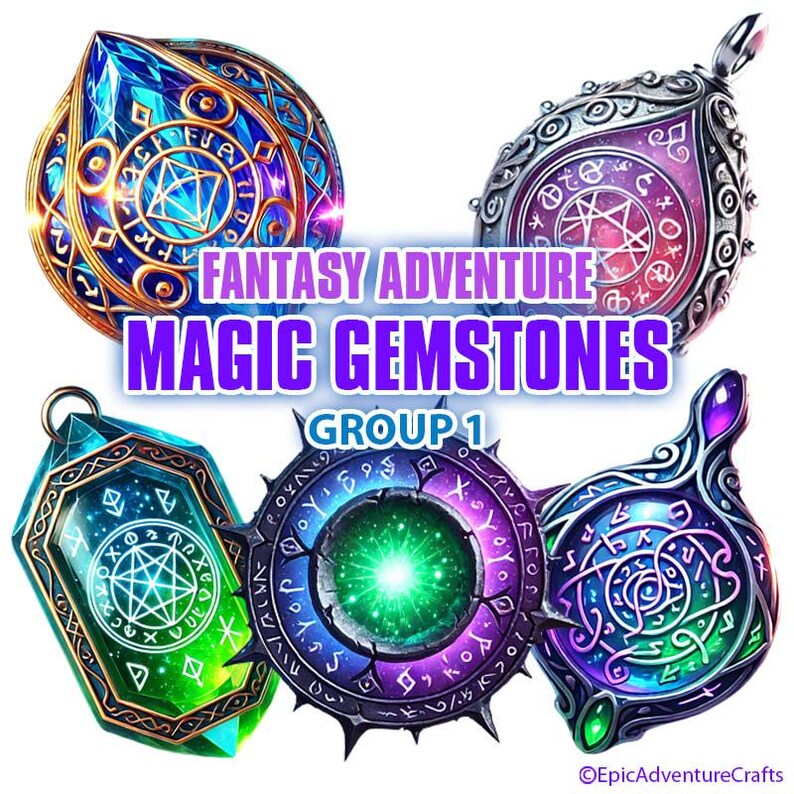 Fantasy Themed Magic Spell Gemstones PNG Bundle for Kids 5-15 ...