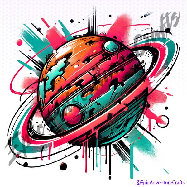 Epic Adventure Graffiti Planets Storytelling PNG Set for Imaginative ...
