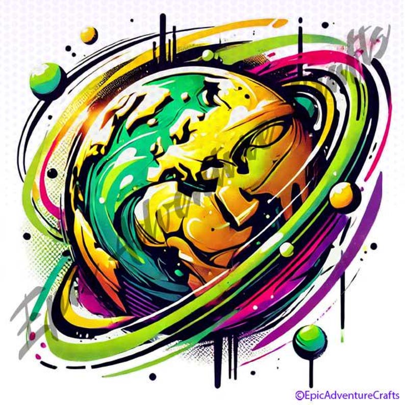 Epic Adventure Graffiti Planets Storytelling PNG Set for Imaginative ...