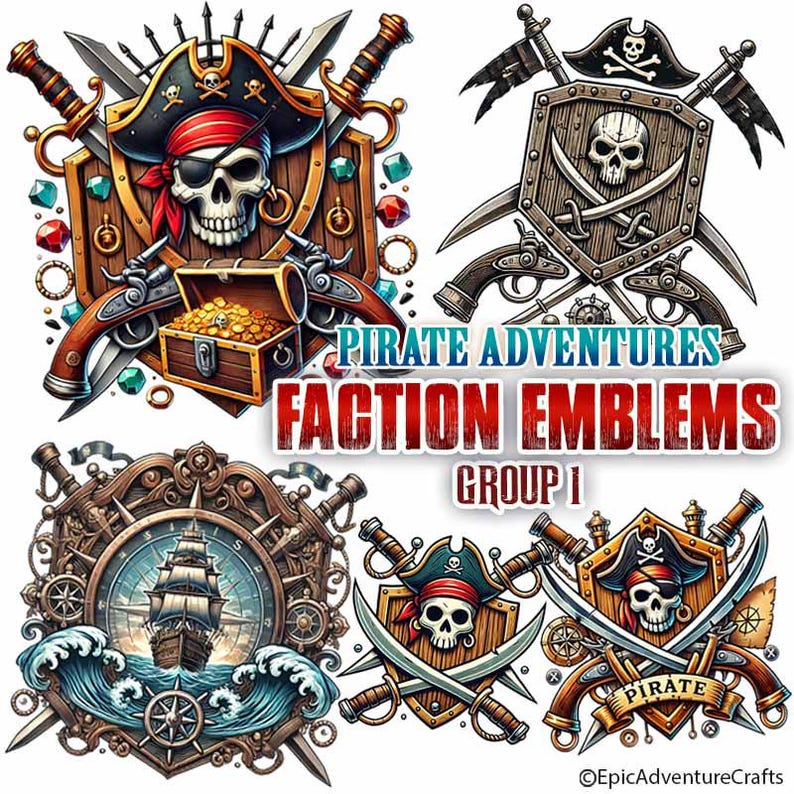 Pirate Adventure Faction Emblems PNG Set for Imaginative Play | Perfect ...
