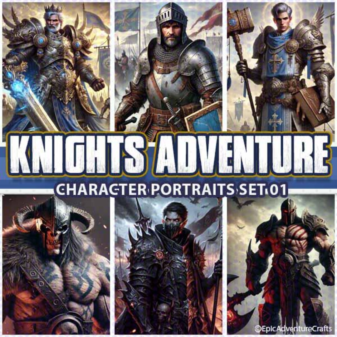 Knights Adventure Character Portraits Storytelling PNG Set for ...