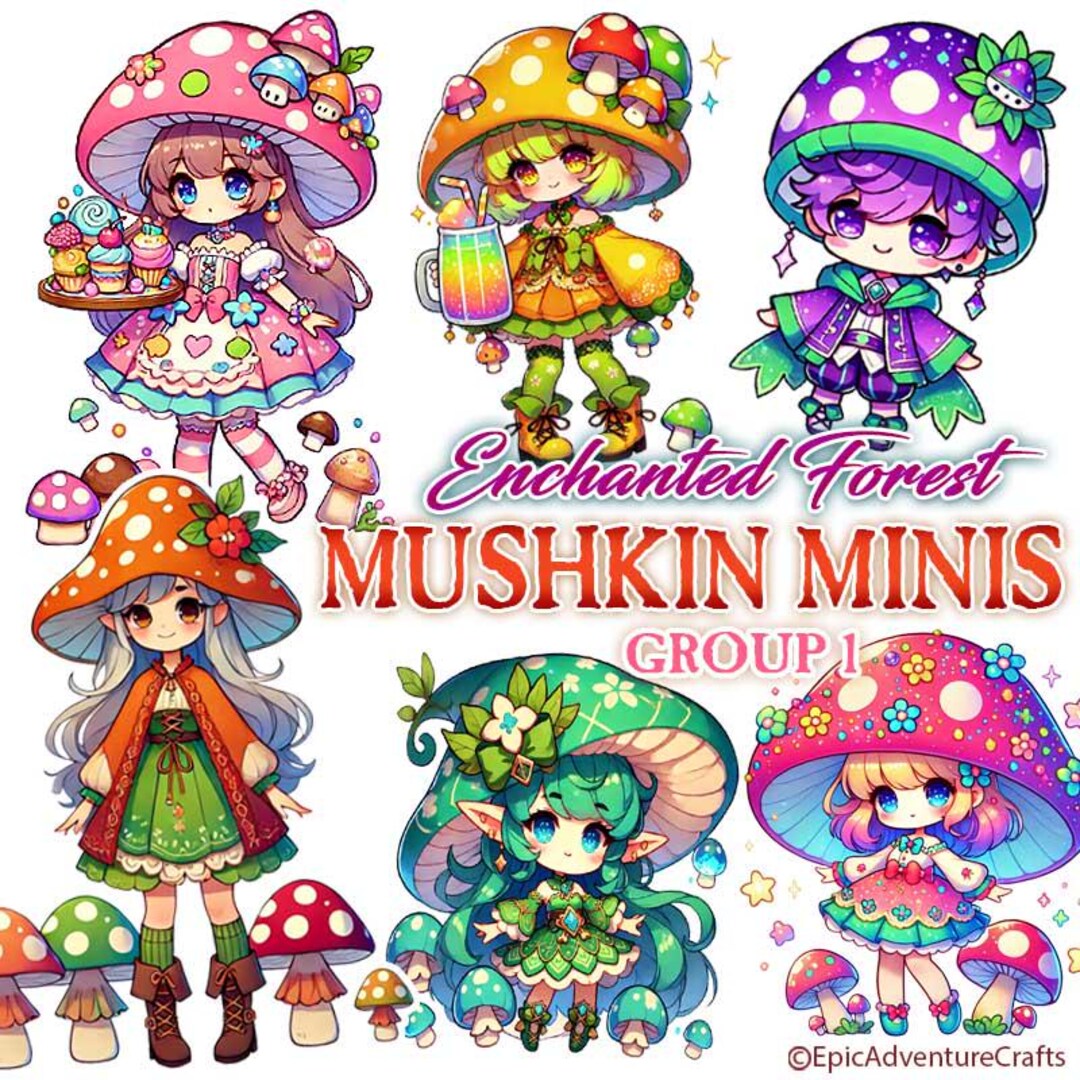 Enchanted Forest Fantasy Characters PNG Set | Mushkin Minis for ...