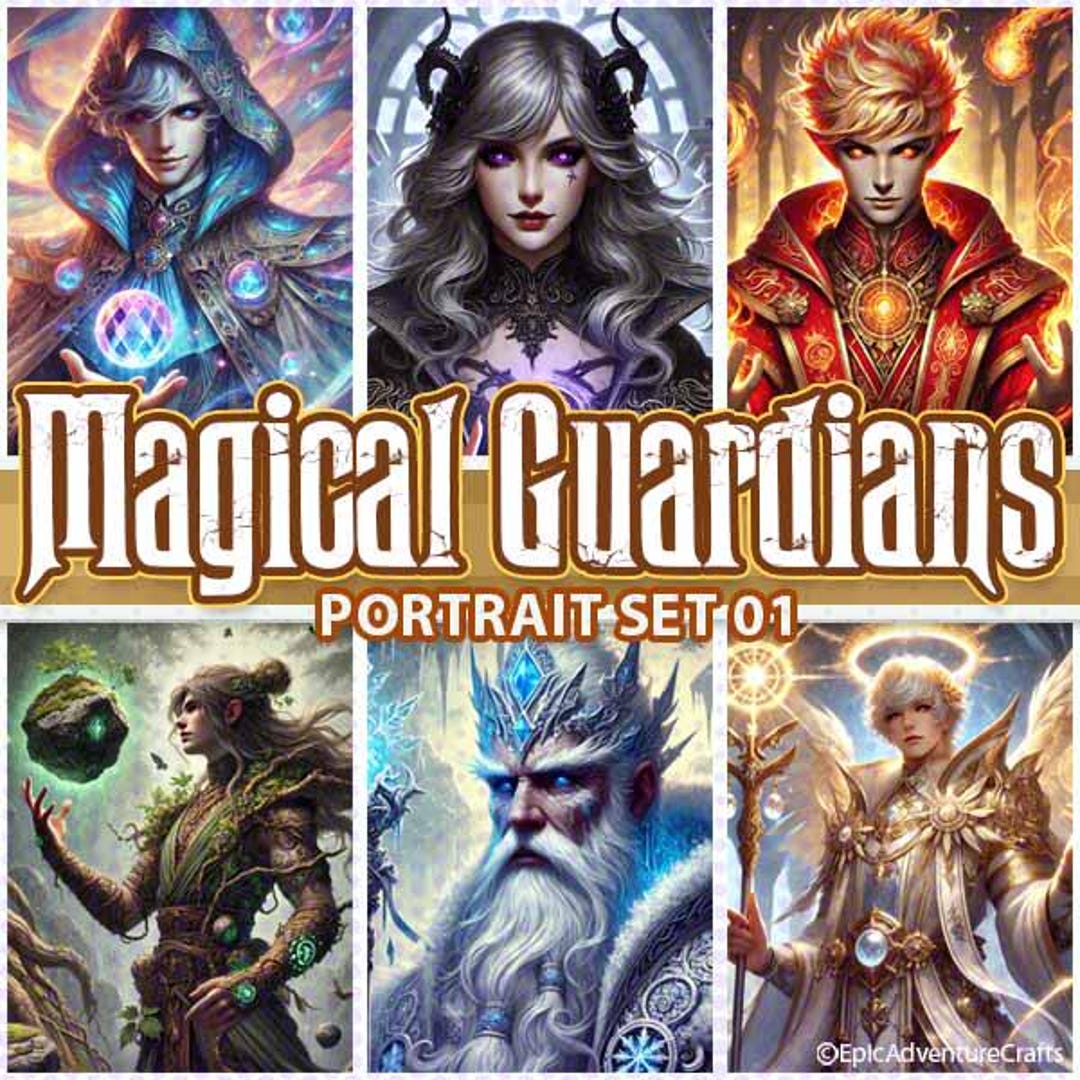 Magical Guardian Character Portraits Storytelling PNG Set for ...
